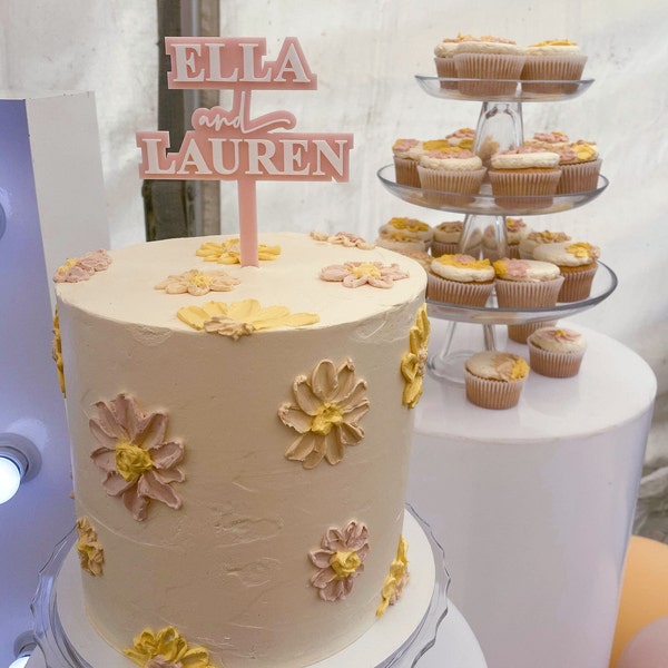Cake Topper | Double Layer | Personalised | Birthday | Engagement ...