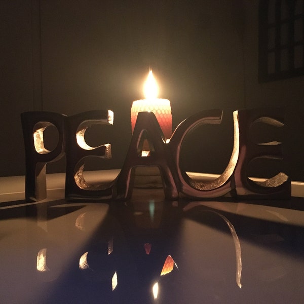 Recycled Metal PEACE Sign - Free Standing Metal Letters - Shelf Sign ...