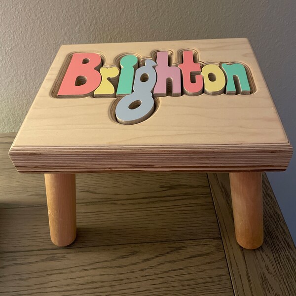 Child's Name Puzzle Stool + FREE Shipping, Name Puzzles, Step Stool ...