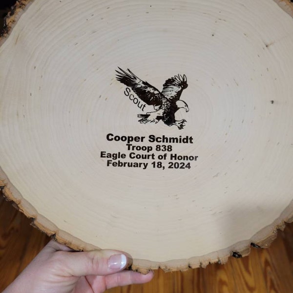 Eagle Personalized Guest Book. Court of Honor Guest Book. Natural Wood ...
