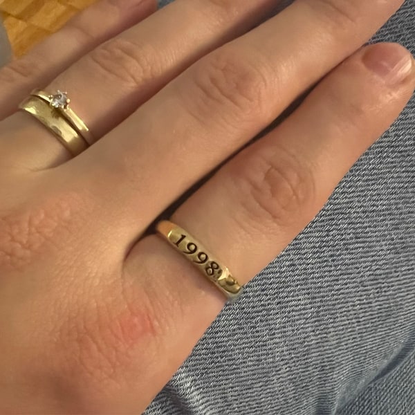 Year Date Number Engraved Ring, Personalized Ring, Initial Ring, Gift ...