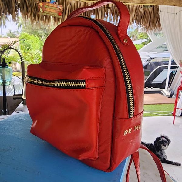 Women's Leather Backpack, Leather Mini Backpack for Girls, Custom Rucksack, for Women ...