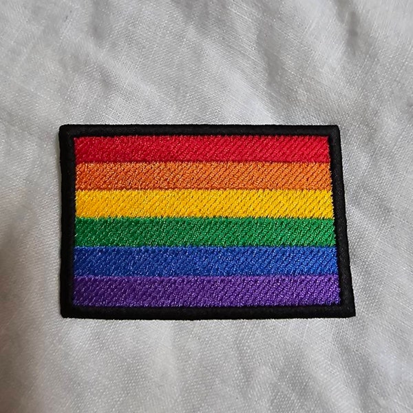 Pride Flag Embroidered Patch | LGBT Gay Lesbian Queer | Hook and Loop ...