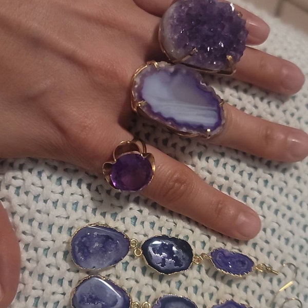 Geode Ring,raw Geode Ring,large Geode Ring, Raw Crystal Ring,large ...