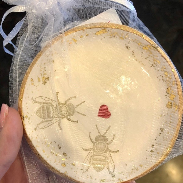 Bee Ring Dish, Bee Gifts, Wedding Bee Jewelry Dish, Bee Catchall, Bee ...