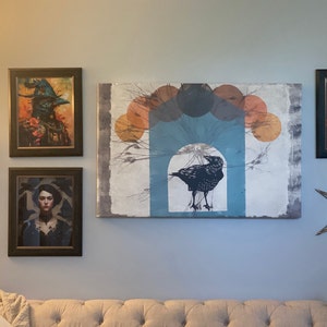 Black Raven Still Life Painting Crow Perched With Florals - Etsy
