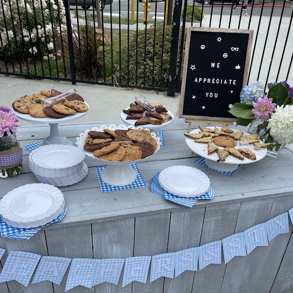 Blue Gingham Happy Birthday Banner: Checkered Party Decor - Etsy