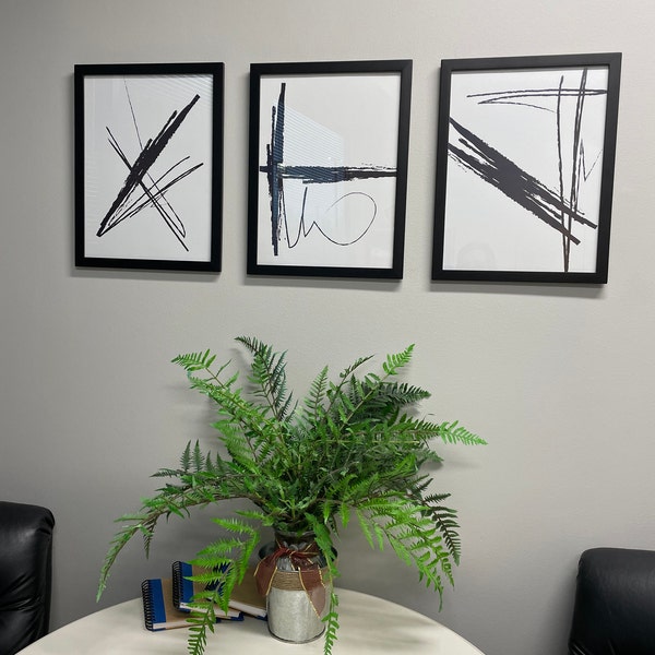 Abstract Black and White Poster, Set of 3, Printable Posters, Simple ...