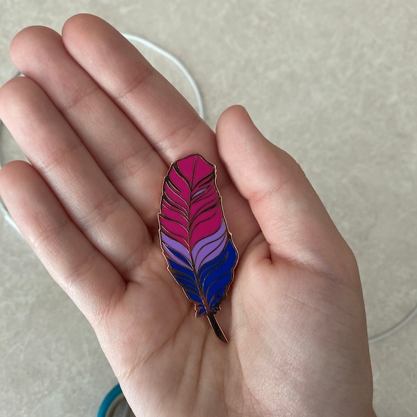 Bi Bisexual Pride Feather Enamel Pin LGBT - Etsy