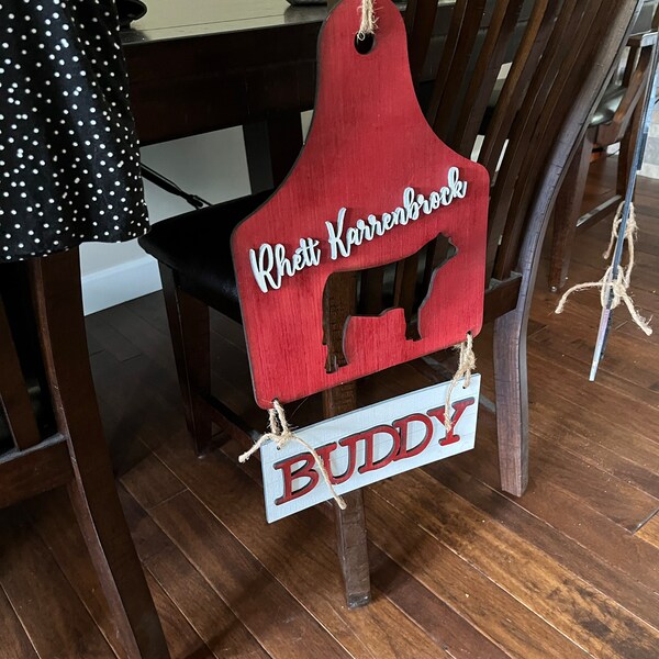 Custom Cattle Tag Stall Sign – Personalized Livestock Name Tag for 4H ...