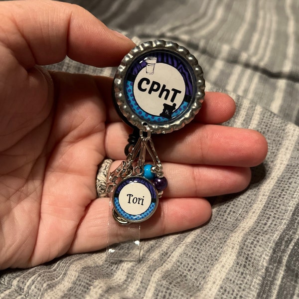 Personalized Pharmacy Tech Badge Reel: Cpht, Custom Charm - Etsy