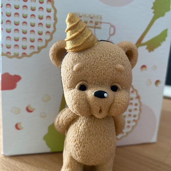 Fondant Teddy Bear Cake Topper, Bear Blowing Out a Candle - Etsy