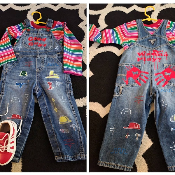 Chucky Costume Baby Toddler Kids Overalls Only Good Guy Child's Play ...