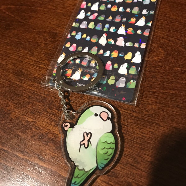 Dangling Quaker Parrot Keychain - Etsy