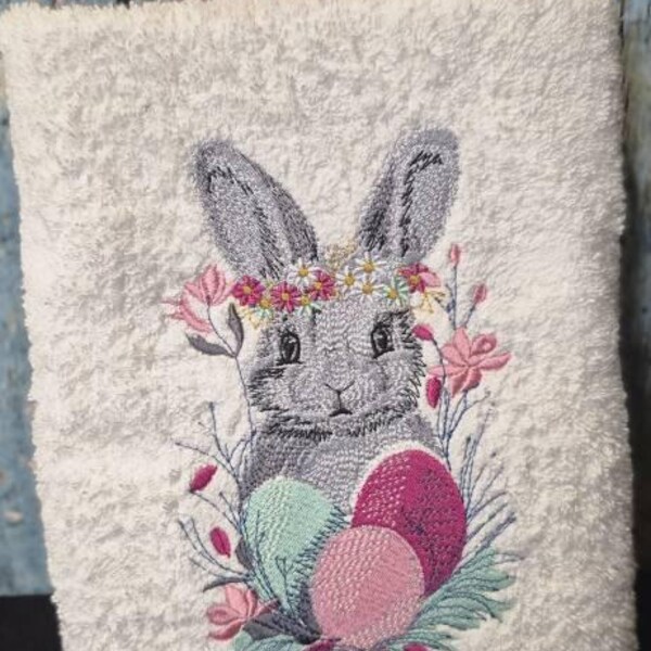 Flower Easter Bunny Embroidery Design, Easter Day Embroidery Design ...