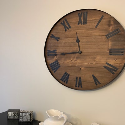 24 Large Farmhouse Wooden Wall Clock Modern Farmhouse Style Rustic ...