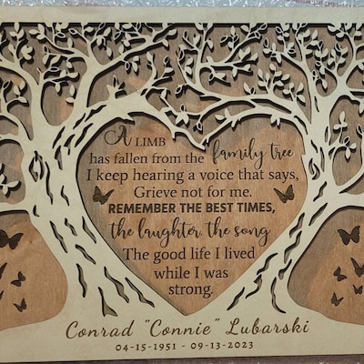 Wood Memorial Plaque Gift Personalized Bereavement Gift, Sympathy Gift ...