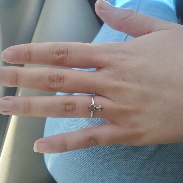 Female Symbol Ring - Solid 925 Terling Silver Ring - Female Sign Ring ...