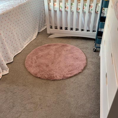 5ft Soft Faux Fur Rabbit Rectangle Round Area Rug Living Room Decor ...