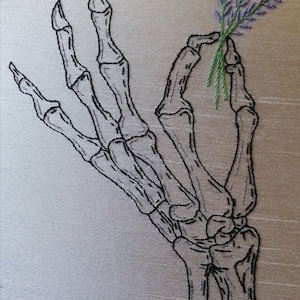 Skeleton Hand Embroidery Pattern Lavender Anatomical Skeletal Gothic ...