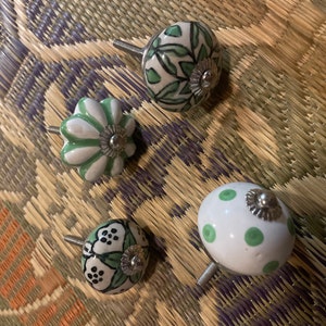 Blue & White Ceramic Knobs Kitchen Cabinet Drawer Knobs Hardware Knobs Handmade Knobs Cabinet ...