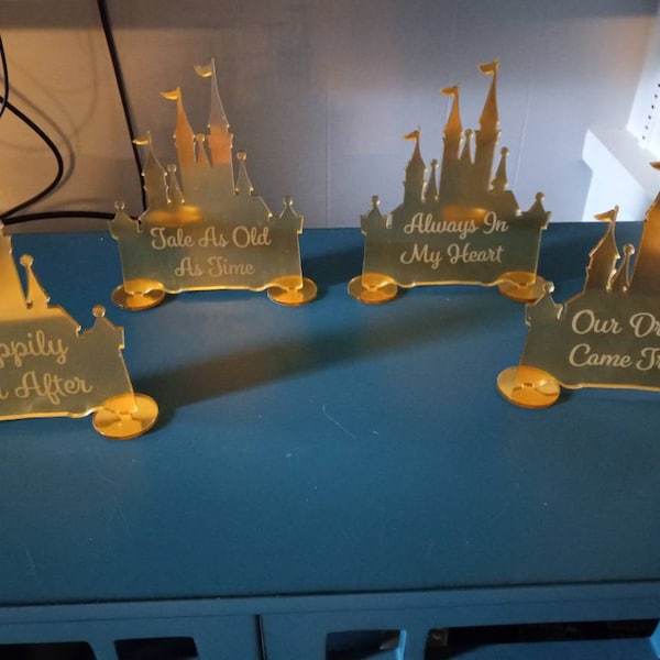 Castle Wedding Table Numbers | Engraved Laser Cut in Gold Silver ...