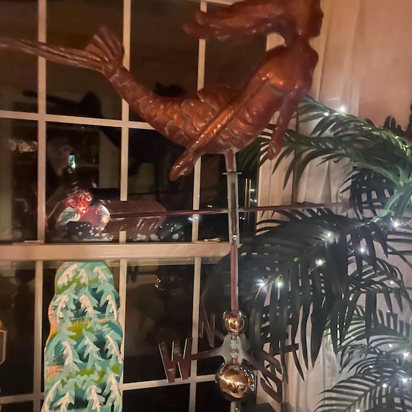 LARGE HUGH Handcrafted 3dimensional Mermaid Weathervane Copper Patina ...