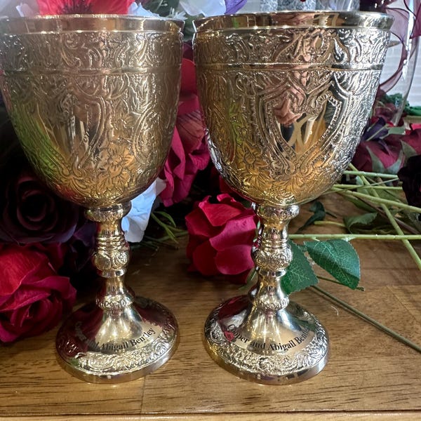 Personalised Brass Chalice Goblet for Communion Cup Handmade Embossed ...