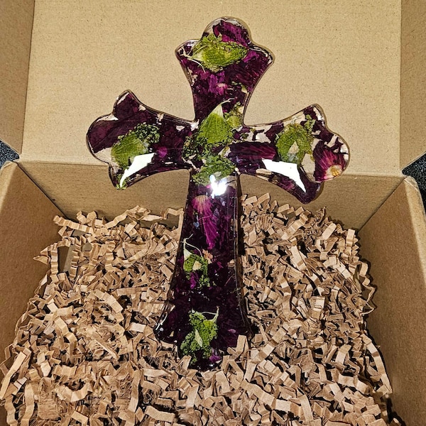 Epoxy Flower Petal Cross: Funeral Memorial Keepsake - Etsy