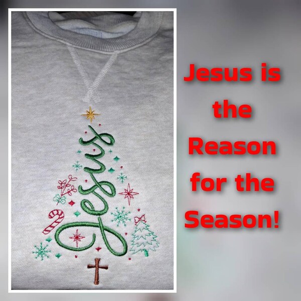 Jesus Embroidery Design, Christmas Tree Embridery, Christian Merry ...
