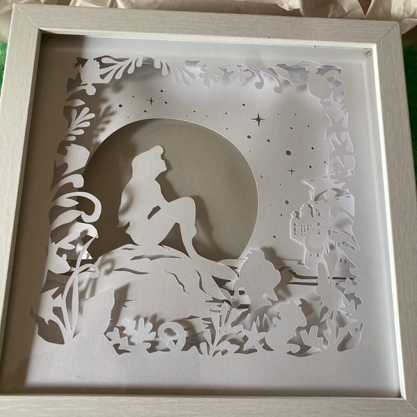 The Little Mermaid, Ariel, Beach Life, Decorative Shadow Box Shadowbox ...
