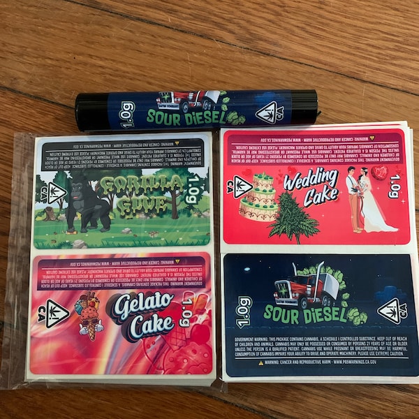 Strain Label Stickers for Plastic Pop Top Preroll Vials - 2.5" X 3.5 ...