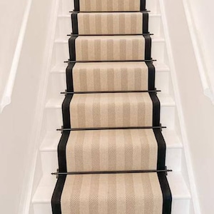 Black Border Herringbone Stair Runner - Etsy