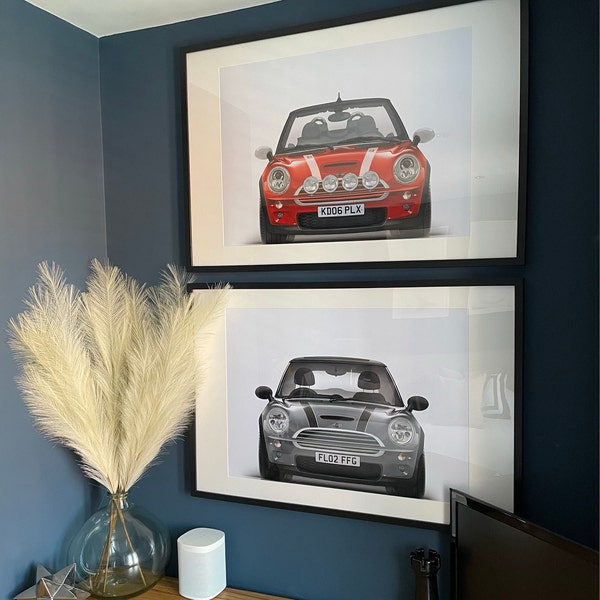 Personalised Mini Cooper S (R50) JCW Print, Handmade Artwork Print on ...