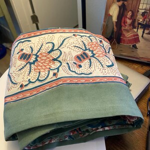 Red and Yellow Linens Table Cloth, Floral Block Printed Table Cloth ...