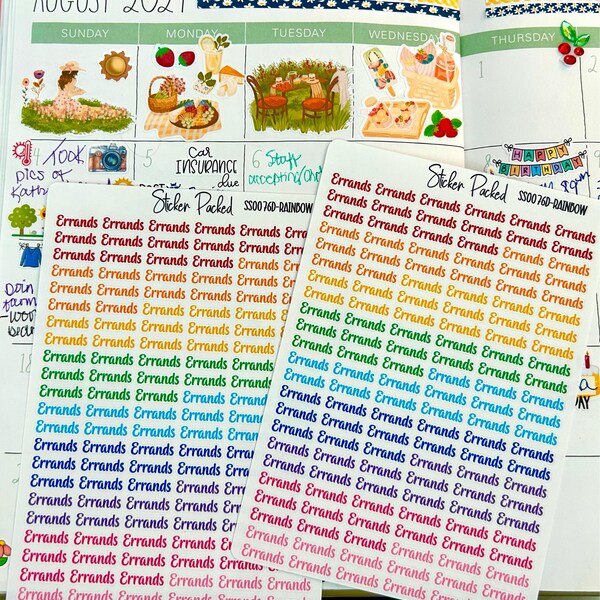 Errands Planner Sticker Errands Script Sticker Errands Word Sticker ...