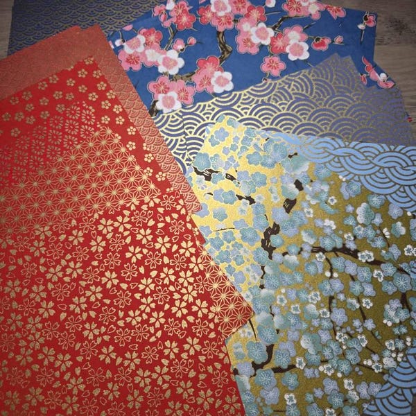 Origami Paper, Chiyogami, Yuzen, Washi . Blue Temari Pattern ...