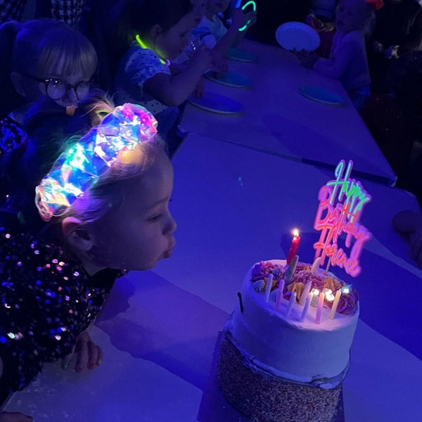 Neon Birthday Cake Topper Neon Birthday Party 80s Party Rave Party ...