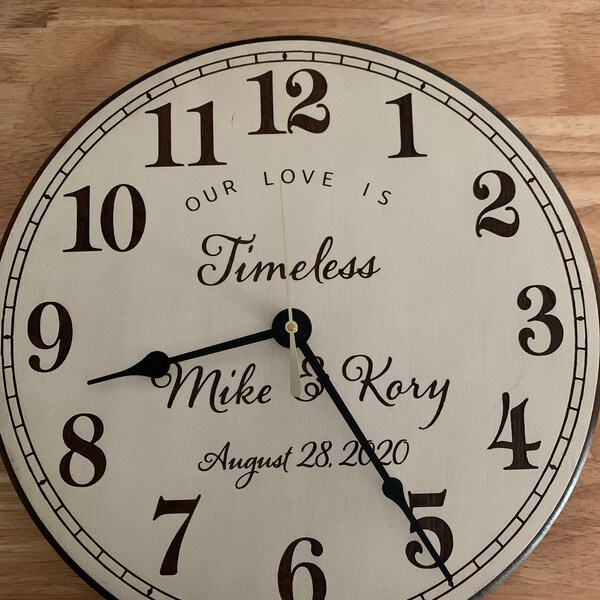 Custom Laser Engraved Solid Wood 12" Clock - Etsy