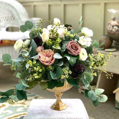 Gold Compote Bowl, Gold Compote Vase, Pedestal Vase, Wedding ...