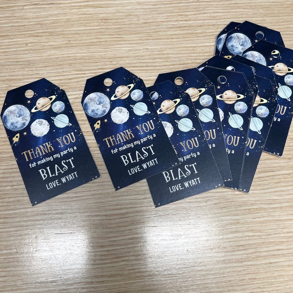 Editable Outer Space Favor Tags Space Birthday Thank You Label Galaxy ...