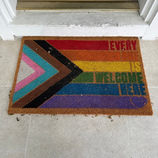 Trans Heart Coir Doormat: Gay Pride Welcome Mat, Custom LGBTQ Decor - Etsy