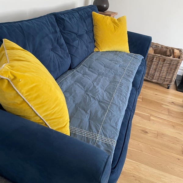 Linen Sofa Topper Couch Cover Pet Friendly Custom Size Handmade Couch ...