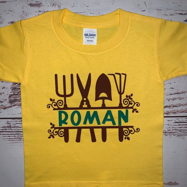 Garden and Farm Split Monogram Frame, Garden Spade Fork, Rake, Scissors ...