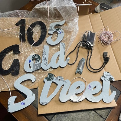 Custom House Address Signs Modern Glossy Black Sign White LED Backlit ...