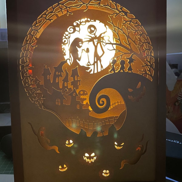 Nightmare Halloween Paper Cut Light Box Template, Shadow Box, 3D ...