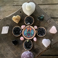 Altar Tiles Elements Set of 4 Pagan/witchcraft Hand Painted Wood Slice ...