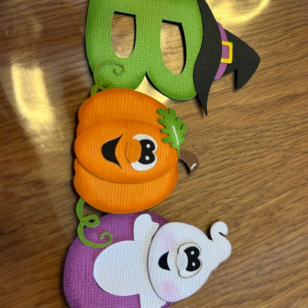 Boo Title Pumpkin Ghost Witch Hat Die Cut Embellishment Paper Piecing ...