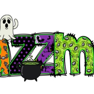 Halloween Doodle Letters With Clip Art PNG Files, Make Your Own Name ...