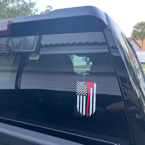 Firemans Axe, Thin Red Line, American Flag, Vinyl Car Decal, Support ...